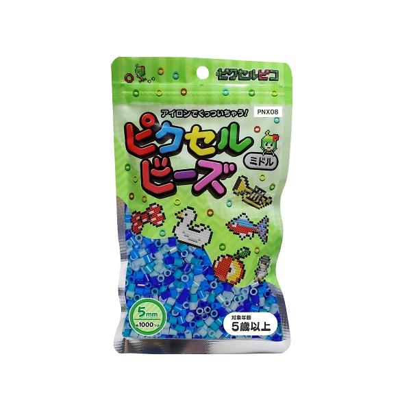 ■ 商品説明 ■ 種類：ピクセルビーズ （5mm） サイズ：直径 5mmカラー：通常カラーのブルー系統 5色のランダムアソートミックス数量：約 1,000粒一般的な5mmサイズのビーズと互換性のあるハードタイプのビーズです。形状の変化が少な...