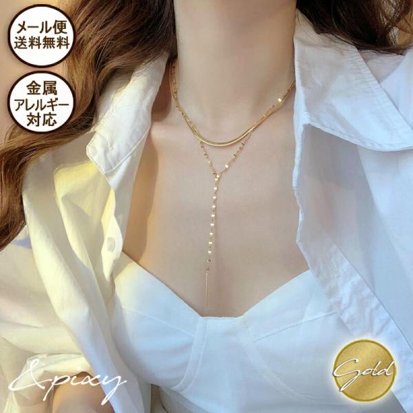 ■商品詳細■Snake:40+4cm（幅：3mm）Y-style Petal:45+4cm（幅：2mm）素材：サージカルステンレス 316L(アレルギー対応)1本で2本しているように見えるダブルレイヤードネックレス。人気のスネークチェーンと...