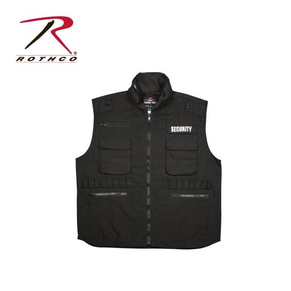 Rothco のセキュリティ レンジャー ベストは、ベストのバックポケットのフラップと左胸ポケットのフラップ上部に「Security」の刺繍が施されています。セキュリティ ベストには、8 つのフロント ポケット (胸部フラップとシングル 面...