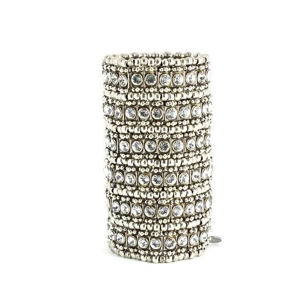 Philippe Audibert『ROSELYNE XL ブレスレット　シルバー』です。豪華なシルバーのフレームにスワロフスキーのクリスタルをふんだんにあしらったブレスレット。手元をゴージャスに演出するので、パーティシーンで活躍するアイテ...