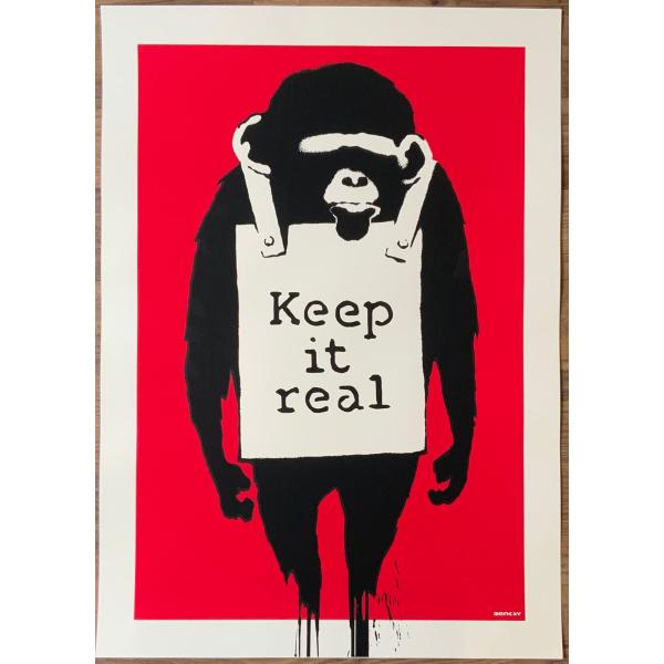 Banksy バンクシー MONKEY KEEP IT REAL リプロダクション プリントです。イギリスのWEST COUNTRY PRINCEが作成をしたBanksyのリプロダクションの作品です。WEST COUNTRY PRINCEロ...
