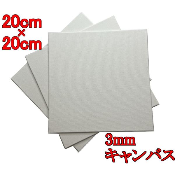 「商品情報」「主な仕様」【仕様＆丈夫な梱包】：【サイズ】：200X200mmX3mm 【個数】：3個/セット キャンバスはプラスチックフィルムで包まれています。【中目・綿キャンバス】素材に綿を使用している為、麻張キャンバスに比べキャンバスの...