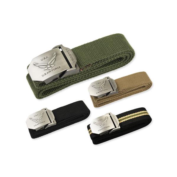 ミリタリーベルトになります。USエアフォース(アメリカ空軍)のGIベルトです。バックル部分にエンブレムが凹凸加工でデザインされています。しっかりとしたキャンバスベルトは使う程に馴染んできます♪ベルトは切って長さを調節することができます。お値...