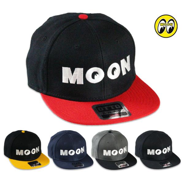 ムーンアイズのキャップになります。カスタムパーツやアクセサリーに加えアパレルも豊富な、MOONEYES。ヘッドウェアもまた見逃せないカテゴリーです！こちらはウール混合のフラットバイザーキャップ。フロントにMOONロゴ、バックにアイボールの刺...