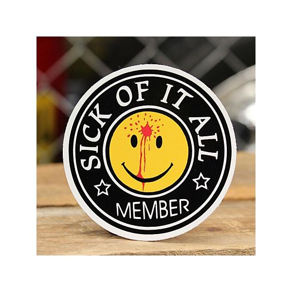 アメリカンポップなステッカーです。アメリカのポップアイコン、スマイルマークのステッカーです。ちょっとダークな香りがする流血スマイルになっています。「SICK OF IT ALL（すべてにうんざりだ）」のメッセージも意味深ですね。。チープなス...