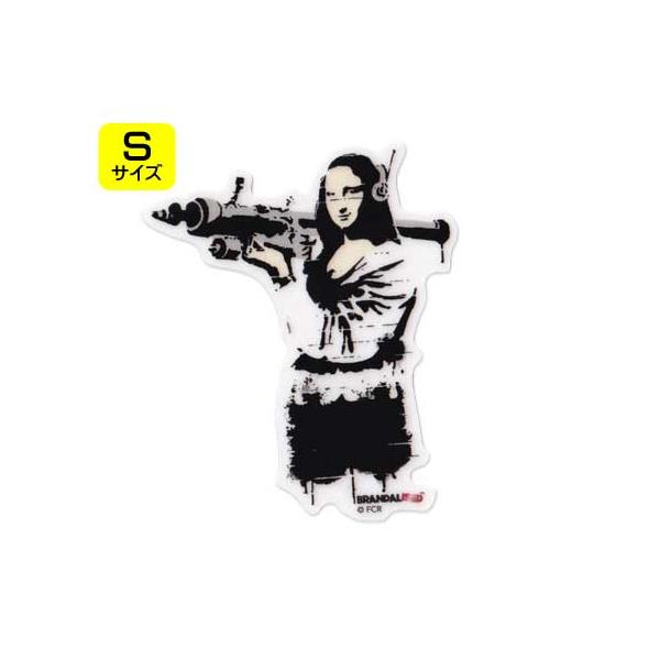 バンクシーのステッカーになります。正体不明のストリートアーティスト、BANKSY。社会風刺をテーマにしたメッセージ性の強いアートで有名ですね！世間を謎のアートで描き乱すバンクシーデザインのステッカーです♪コチラは「Mona Launcher...