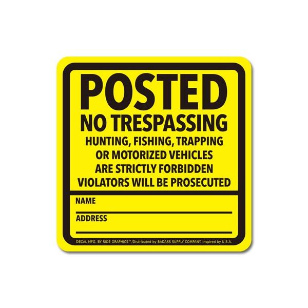 BADASS STICKER SUPPLYのステッカーになります。アメリカンな雰囲気満点のステッカーシリーズ！ガレージや部屋、作業スペースをアメリカンガレージにドレスアップ♪デザインは侵入禁止の案内サイン。「POSTED」は掲示する際に書か...