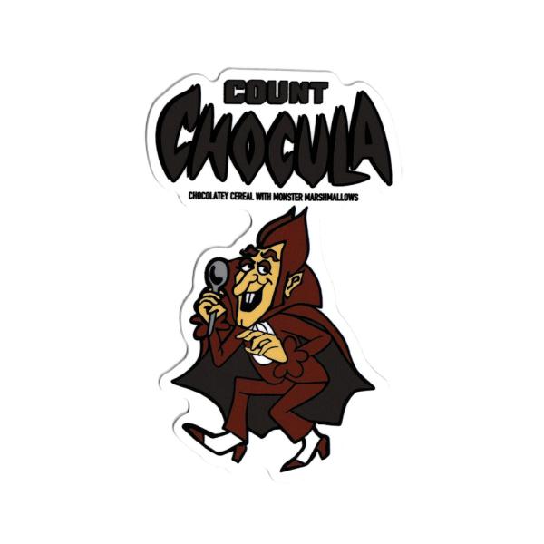 アメリカンな企業系キャラクターステッカーになります。デザインはアメリカのモンスターシリアル、チョコ味のカウントチョキュラ。スプーンを持ったドラキュラのキャラクターです♪屋外でも使用可能なビニール製ステッカーです。カンパニー系キャラクターで通...