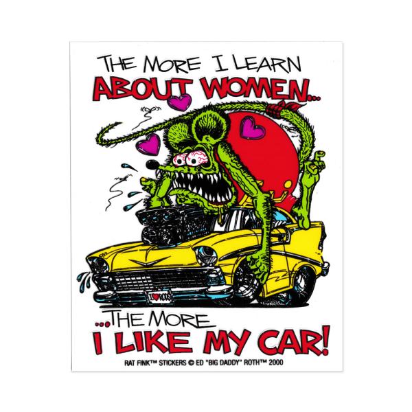 ラットフィンクのアメリカ流通ステッカーになります。ホットロッドカルチャーから生まれたモンスター、Rat Fink。ラットフィンクの生みの親、エド・ロス氏が描く傑作のデザインです。「女性を知れば知るほど好きになる」と愛車に抱き着くラットフィン...