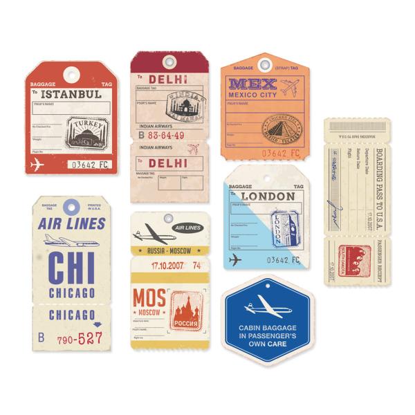 ヴィンテージバゲージラベルステッカー８枚セットです。空港で荷物を預けると判別の為に取り付けられるバゲージラベル。近年は味気のないものですが、古き良き時代にはデザインが溢れていました。そんな荷物ラベルをモチーフにしたレトロなステッカーです♪屋...