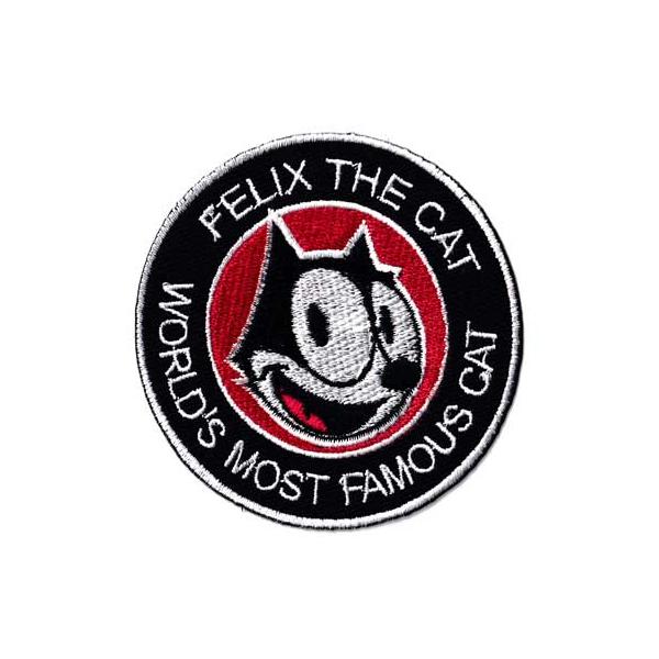 フィリックス・ザ・キャットのワッペンになります。根強い人気を誇るアメリカのネコキャラクター、FELIX THE CAT。場所を選ばず使えそうなラウンド型のデザイン♪アイロンの熱で生地に接着できるアイロンワッペンです。シャツやジャケット、バッ...