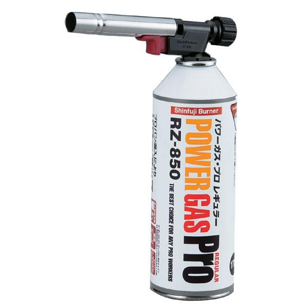 【用途】ハンダ付け、ロウ付け、固着したナット外しに。【特長】1,500〜1,700℃の強力なスパイラル集中炎を発する業界最軽量クラス※のパワートーチ。操作性の高い点火ボタンと頑丈な金属本体（ダイカスト）で作業性に優れています。※RZ-850...