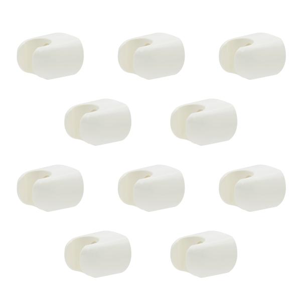 ビス止めタイプの交換用シャワーフック10個入りです。【商品説明】■木材などの壁に取付けることができます。■カラーは浴室に馴染みやすいアイボリーです。■ビス取付ピッチ：20ミリ■ビス付き。【注意事項】※シャワーフックを強く引っ張ったり、急激に...