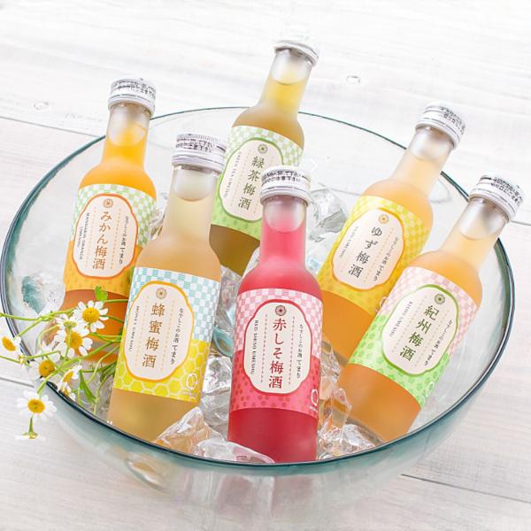 スタンダードな梅酒から、普段あまり見かけない珍しい味の梅酒まで。人気の高い梅酒を6種類、飲みきりサイズ（180ml）のセットにしました。飲み比べを楽しむのに丁度良いサイズと量です。かわいい化粧箱に入れてお届けしますので、贈り物としても最適で...