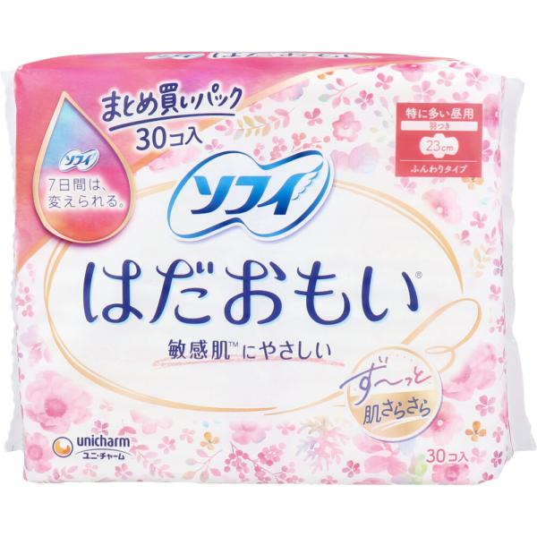 生理中の敏感肌にやさしい。交換まで、ず〜っと肌さらさら。●長時間サラサラつづく吸収力。表面の経血のこりを35％カット！※べたつきを抑え、肌さらさら。※かたまりを含む極端に粘度の高い経血は吸収できません。●ふんわりやさしい肌ざわり。従来品より...