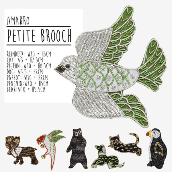 amabro プチブローチ トナカイ/ネコ/ハト/イヌ/オウム/ペンギン/クマ アマブロ