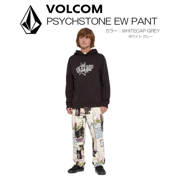 ・ゴムウエストパンツ・リラックスしたテーパードクロップドフィット・レギュラーライズ・サイドシームのシングルウェルトハンドポケット・バックパッチポケット・ボルコムエンターテイメントのコラージュプリント■素材コットン98% ポリウレタン2%■M...