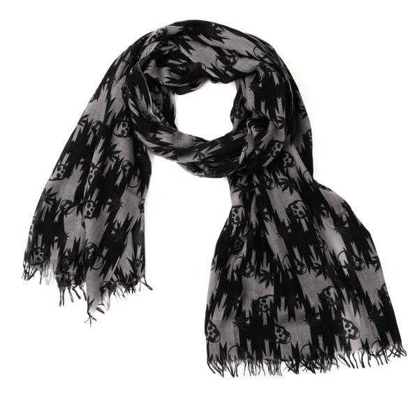 ルシアンペラフィネLucien PellatiFinet ドクロマリファナプリントフリンジストール 黒グレー