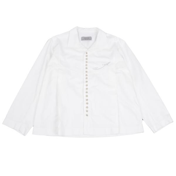 プロフェッサーイーProfessor. E コットンポイント刺繍メニーボタンシャツジャケット 白50