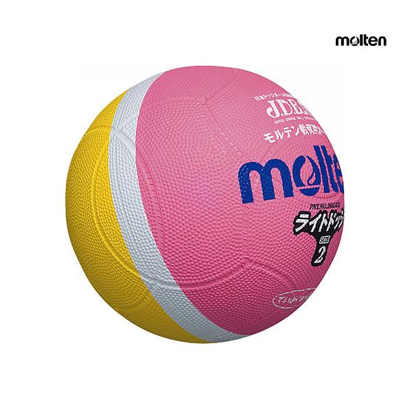 モルテン molten やわらかい触感でよく跳ねる軽量タイプのドッジボール2号球。日本ドッジボール協会推薦球です。・素材　ゴム・重量　200〜220g・カラー PLピンク×黄