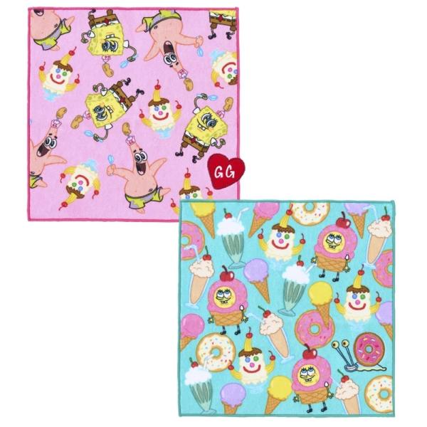 PLAZA限定！スイーツに囲まれたスポンジ・ボブたちのデザインがかわいいミニタオルです。ハートとドーナツのアップリケ刺しゅうがポイント♪自分使いはもちろん、ギフトにもおすすめです。【サイズ】約 W25×H25cm(C) 2025 Viaco...