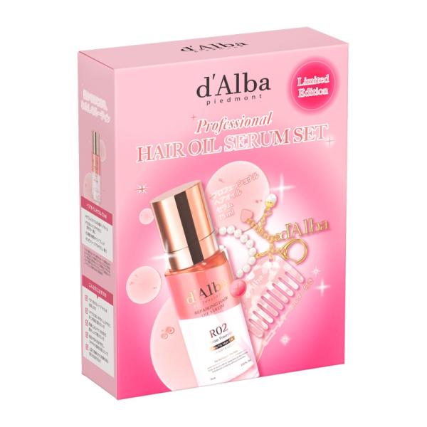 「d'Alba(ダルバ)」の「プロフェッショナルヘアオイルセラム」に、コーム付きキーリングがついたスペシャルセット。オイルとセラムのいい所取りを追求しダメージヘアに適切な水分と栄養をチャージするヘアセラム。重さやベタつき感のない軽やかな使い...