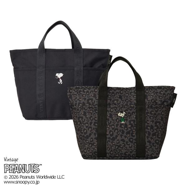 織り柄入りのベルトデザインとスヌーピーのワンポイント刺しゅうがアクセント。シックな色合いで大人っぽく合わせられる「SOLEIL(ソレイユ)」のトートバッグです。普段使いにちょうどいいサイズ。メイン収納部内側には、仕切り付きのメッシュポケット...