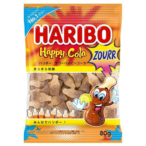 HARIBOから、人気のサワーハッピーコーラが80gになって帰ってきました！ シュワっとはじけるような、レモン風味のコーラグミキャンディです。【内容量】80g【素材/成分】※画像参照【原産国】オーストリアレモン香料使用〇小麦、乳を含む製品と...