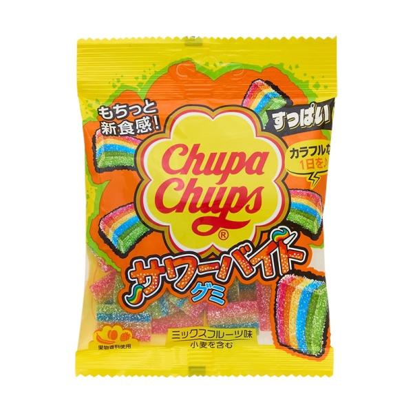 チュッパチャプスから、レインボーカラーがかわいい「サワーバイトグミ」が登場！表面には酸っぱいパウダーがかかっていて、一口目はキュンと酸っぱく、そのあと広がるのは甘酸っぱいミックスフルーツ味。もちっとした食感とひと口サイズで、友だちとシェアし...