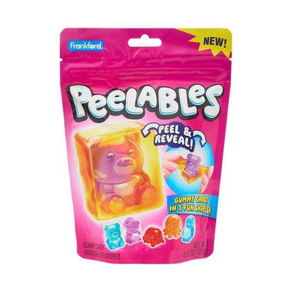 アメリカ発「Peelables（ピーラブルズ）グミ」 は、遊び心あふれる"むいて食べる"タイプのユニークなグミです。外側のグミを剥くと内側のかわいい動物のグミがでてくる、今までにない食感と楽しさが特長。何が出てくるか、楽しみながら食べて盛り...