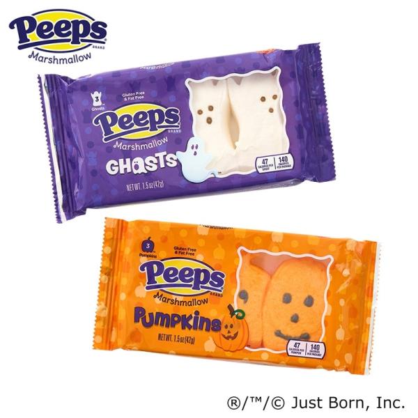カラフルでキュートな「PEEPS(ピープス)(R)」のマシュマロから、ゴーストと、パンプキン型のマシュマロがラインアップ！ふんわりやわらかい食感で、そのまま食べても、お菓子作りのトッピングとしても楽しめます。ハロウィンパーティーを盛り上げて...
