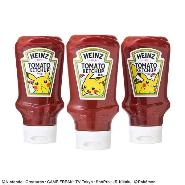 逆さに置いたケチャップボトルでおなじみの「ハインツ」から、ピカチュウとのコラボパッケージが限定で登場！元気いっぱいのかわいいピカチュウが、好物のトマトケチャップのラベルにデザインされています。絵柄は全3種類。アソートのためどのデザインが届く...