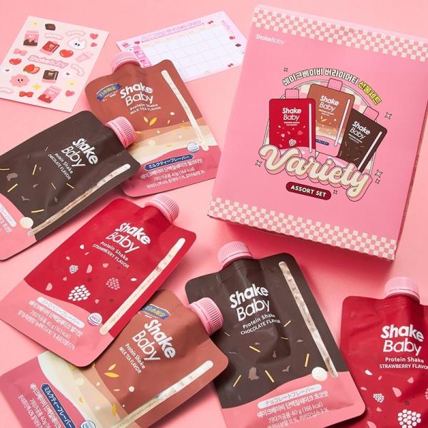 韓国で人気のデザート感覚で楽しめるプロテインシェイク「SHAKE BABY」から、7DAYSアソートセットが登場！一番人気のチョコレート、イチゴ、ミルクティーの3フレーバーを詰め合わせたパウチ7個入り。朝食代わりや運動後、おやつタイムなど、...