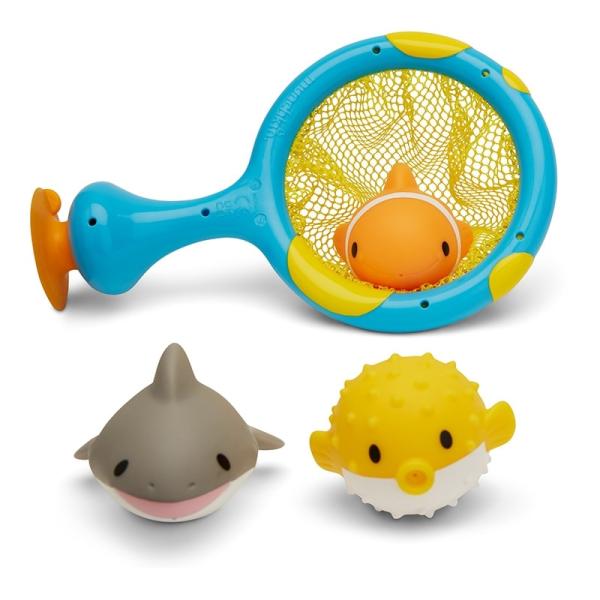 お口から水をピューッ！水でっぽうになる海の仲間たち。海の仲間をお風呂に浮かべてネットでキャッチ！吸盤で壁にくっつけて玉入れ遊び！パパママと一緒にゴールを決めよう！【サイズ】ネット：W12×D4.5×H21cm（55g）クマノミ：W6×D7×...