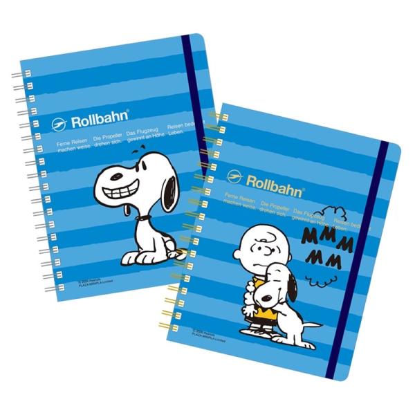 PLAZA限定！ ブルーのボーダー柄がさわやかな、PEANUTSデザインのロルバーン ポケット付メモ Lです。歯を出して笑ったり、チャーリー・ブラウンにハグしたり、いつもとちょっと違うスヌーピーの表情が魅力のデザインです。飽きのこないデザイ...