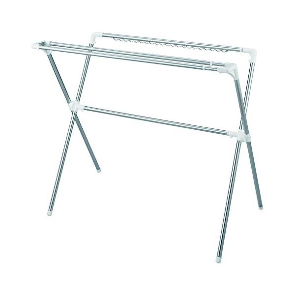 q_伸縮式布団干しX型(布団4枚)・ステンレス製 屋外用 ＰＳ−２６ＷＢ・・Color:ステンレス製Size:屋外用Style:q_伸縮式布団干しX型(布団4枚)・サイズ: 140-235×76×125cm・ステンレス巻きスチールパイプ・A...