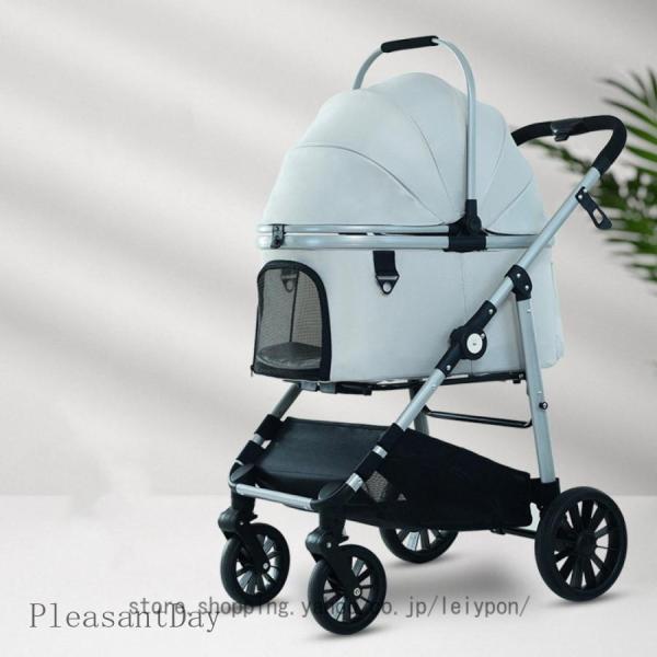 折りたたみ式 4輪 ペットカート【商品詳細】展開時サイズ（約）：58*74*110cm耐荷重（約）：25kg素材：フレーム/鉄、カバー：オックスフォード、タイヤ：EVA●分離式設計●折りたたみ可能●角度調節ハンドル●飛び出し防止リード2本●...