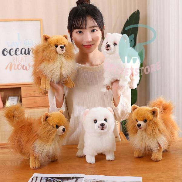 キーワード：ぬいぐるみ ポメラニアン 犬 リアル 本物そっくり 生々しい いぬ 抱き枕 イヌの置物 動物 ふわふわ 柔らかい 癒し系 部屋 インテリア 誕生日 贈り物 ギフト 飾り物 長い25×高い22cm素材表地：ポリエステル中素材：PP...