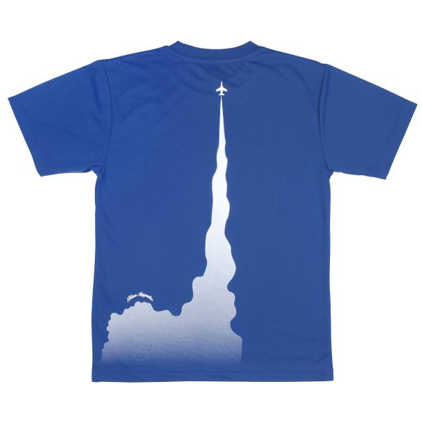 ブルーインパルス 上昇（ブルー）ドライのTシャツです。ブルーインパルス（Blue Impulse）とは、航空自衛隊に所属する曲技飛行隊（アクロバット飛行チーム）の愛称です。胸にスコードロンマーク、背中に空中で上昇するブルーインパルスをデザイ...