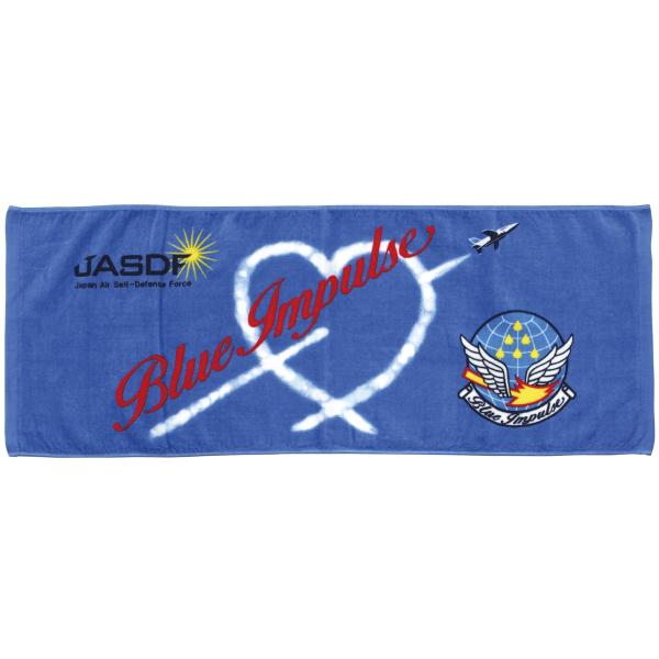 ブルーインパルス ハートマークタオル（愛媛県今治産）です。ブルーインパルス（Blue Impulse）とは、航空自衛隊に所属する曲技飛行隊（アクロバット飛行チーム）の愛称です。中央にハートマーク射抜く「ハートキューピッド」と「Blue Im...