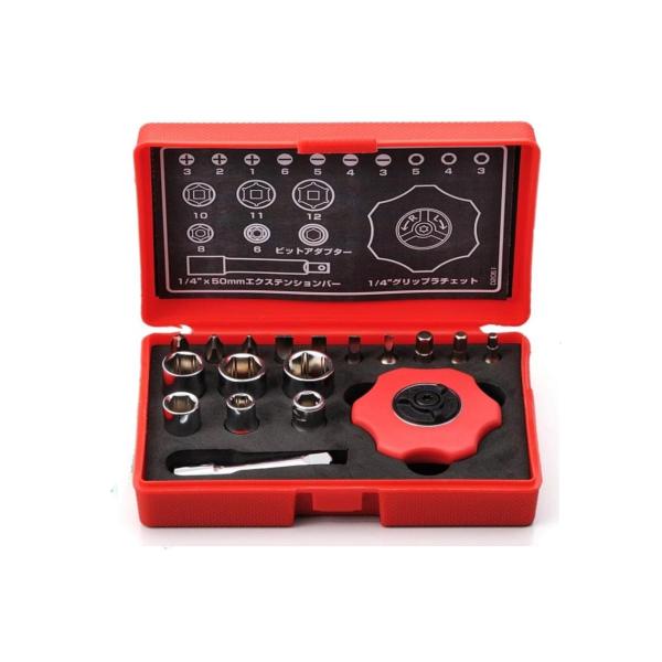 メーカー名：プロト　メンテナンスメーカー品番：PGR0098収納に便利でコンパクトな専用ケース付き。送り角5度で細かい作業にも対応します。六角ソケットは、オートバイ整備でよく使用する6、8、10、11、12mmのセット。カラー：ブラックサイ...
