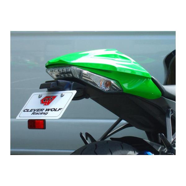 メーカー名：クレバーウルフメーカー品番：11ZX1-005-31販売備考：LEDナンバー灯付き・純正ウインカー装着可能(ウインカー左右ピッチが-10mmになります。)・リフレクター純正移植適合情報：カワサキ[KAWASAKI] ZX-10R...
