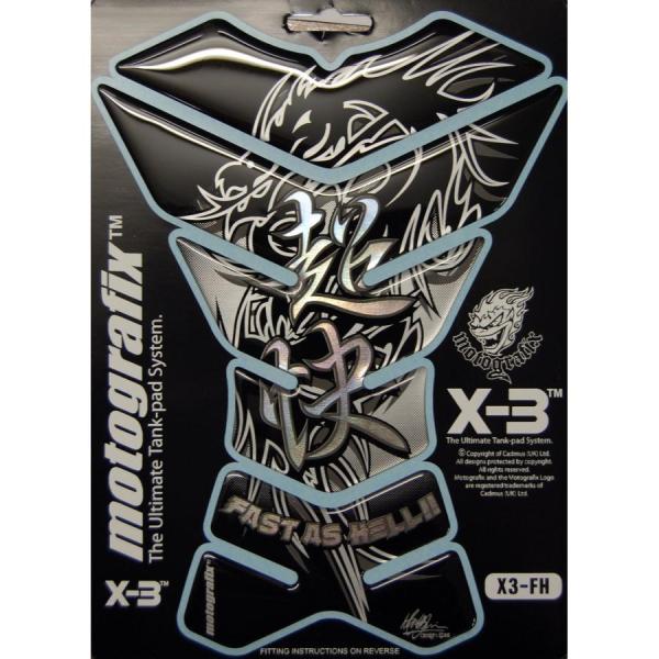 メーカー名：モトグラフィックスメーカー品番：MT-X3-FHカタログ品番：P090-0661販売備考：キャンセル不可商品です。TANK PAD Fast As Hell Black Dragon X3-SERIES Black with G...