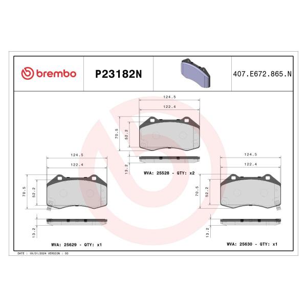 メーカー名：メーカー品番：P23 182N適合情報：マツダ［MAZDA］ ロードスター (型式：ND5/ERC/ND5/ERE)厚み：13使用箇所：フロント対応純正番号：［マツダ］N2Y33328ZC，NAYJ3328Z，NFY03328Z...