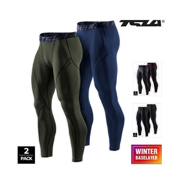 暖かく快適に着用できるテスラの冬用アンダーレイヤー 2枚セット 特殊加工の起毛が暖かいエアポケットを作るので保温力に優れています。激しい運動後も早いコンディション回復カラダのあらゆる動きにぴったりとフィットするストレッチ素材-色：ブラック+...