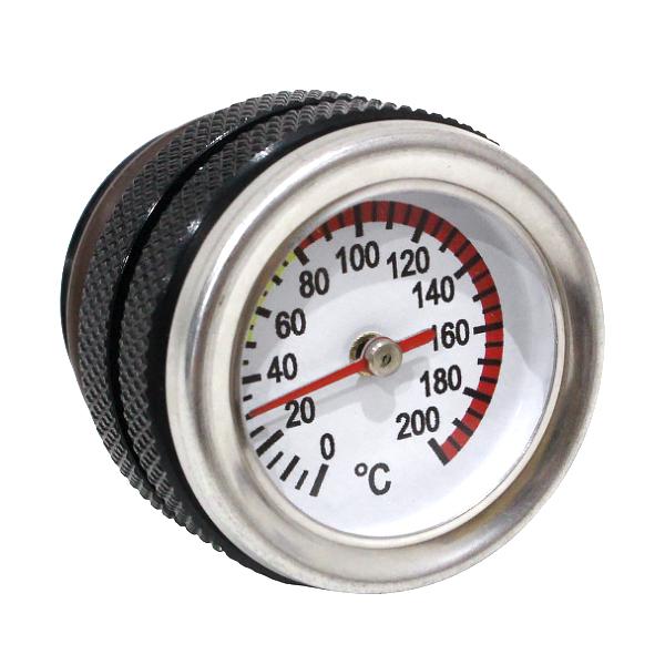 M30×P1.5サイズの油温計（黒色）の出品です。オイルフィラーキャップサイズがM30×P1.5の車種でしたら流用可能な商品になります。商品を取り付け後エンジンを十分に暖め温度計を回して見やすい角度に調整できます！純正のオイルフィラーキャッ...