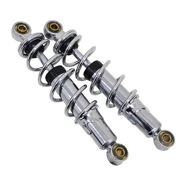 補修用におすすめです。サイズが合えば取付可能です。※汎用パーツですので必ずサイズをご確認ください。取付サイズ：260mm装着済みカラー：Φ10mm材質：スチールカラー：メッキセット内容：左右セット / 12mmカラー 4つ