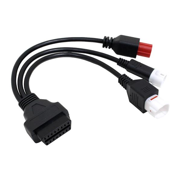 インジェクション仕様のオートバイのメンテナンスに必須のアイテムです。ホンダ、ヤマハ、スズキ、カワサキの主要4メーカーが採用する3ピン、4ピン、6ピンの各種診断コネクターを自動車で標準的な16ピンOBD2コネクターに変換するためのアダプターで...