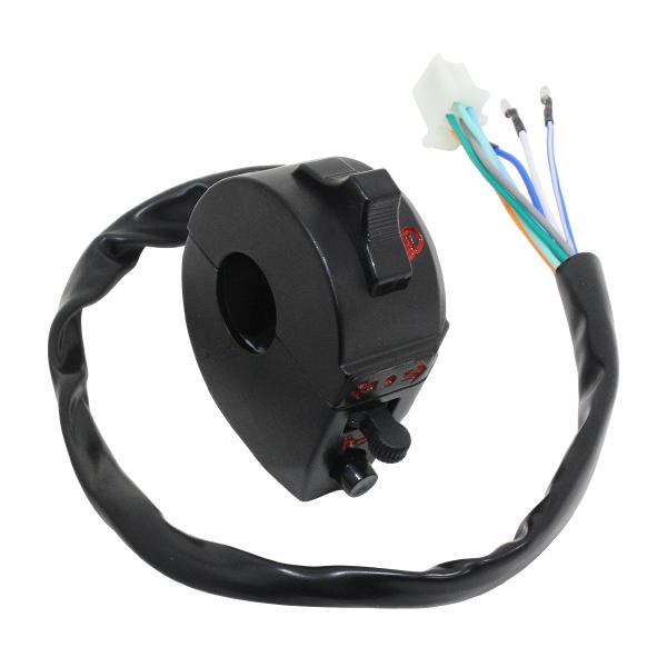 補修用におすすめです。汎用の左スイッチでハンドル径22mmに対応します。ヘッドライト Hi/Low 切替ウインカー切替（ボタン押し戻し式）ホーンボタン搭載メーカー：カワサキ対応ハンドル径：22mm（あるいは22.2mm）カラー：ブラックセッ...