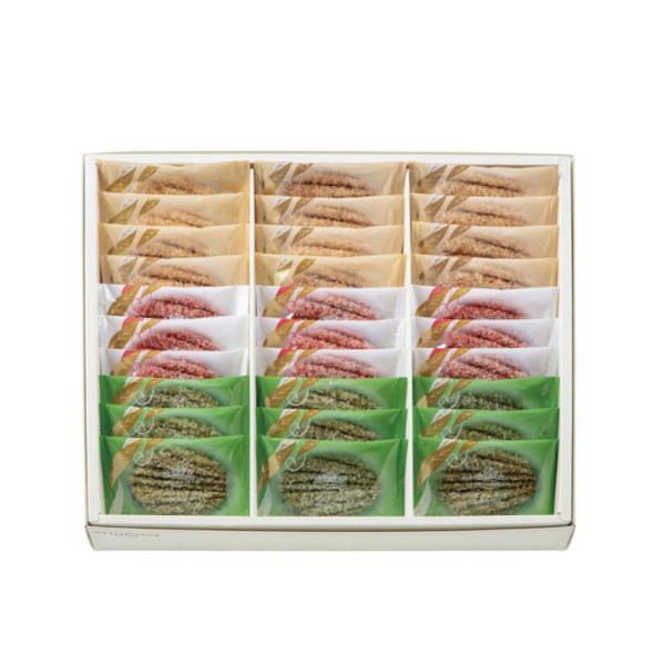 内容量 リーフパイ: 3種類30枚（プレーン12・いちご9・抹茶9） 日保ち 約45日（発送から賞味期限まで）